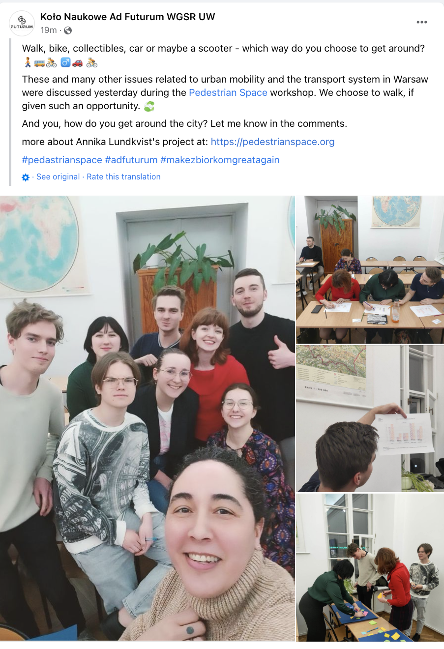 Urban Mobility Workshop: Student Groups at Faculty of Geography & Regional Studies - Pedestrian ...