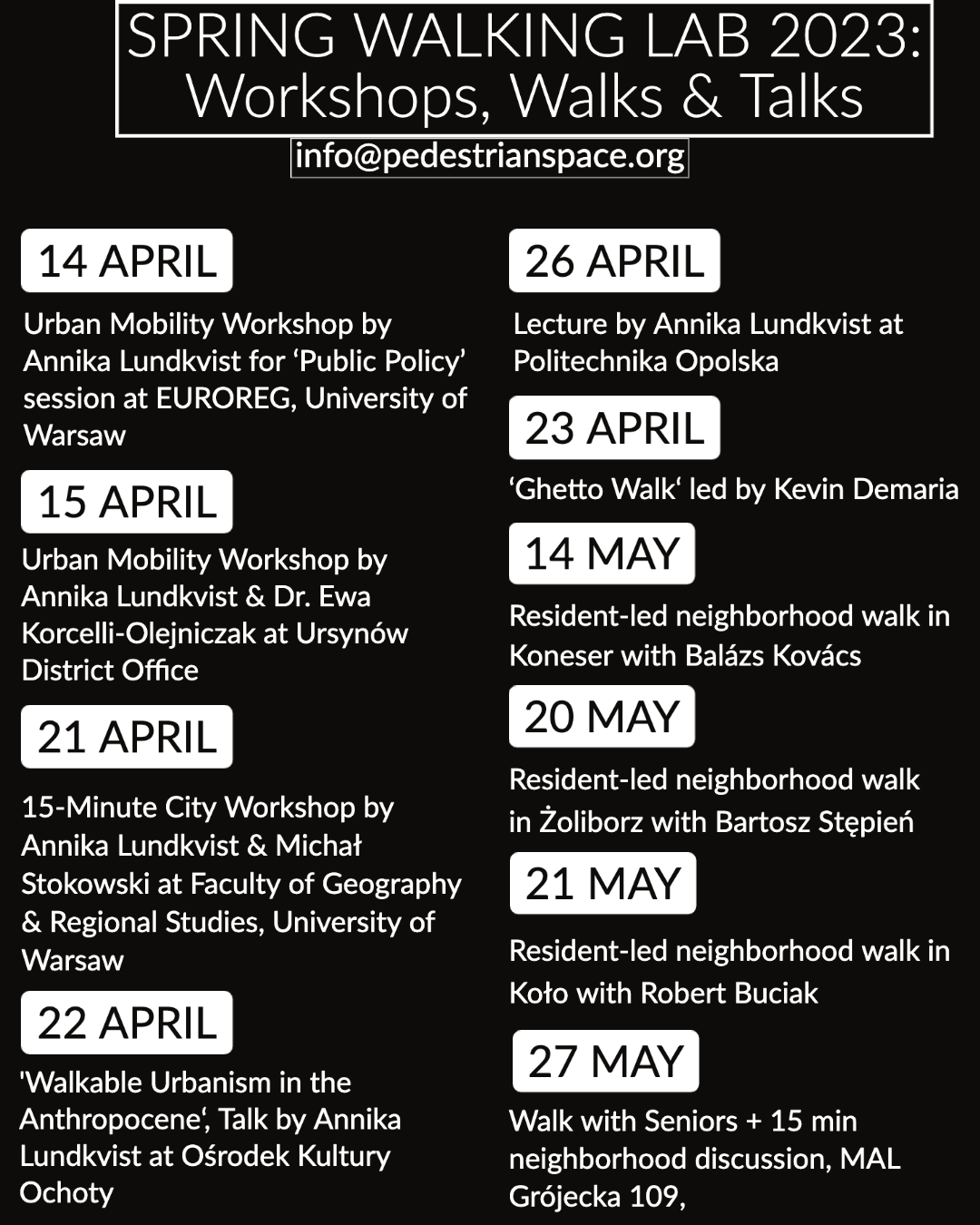 2022/2023 City Mobility Workshops - Pedestrian Space