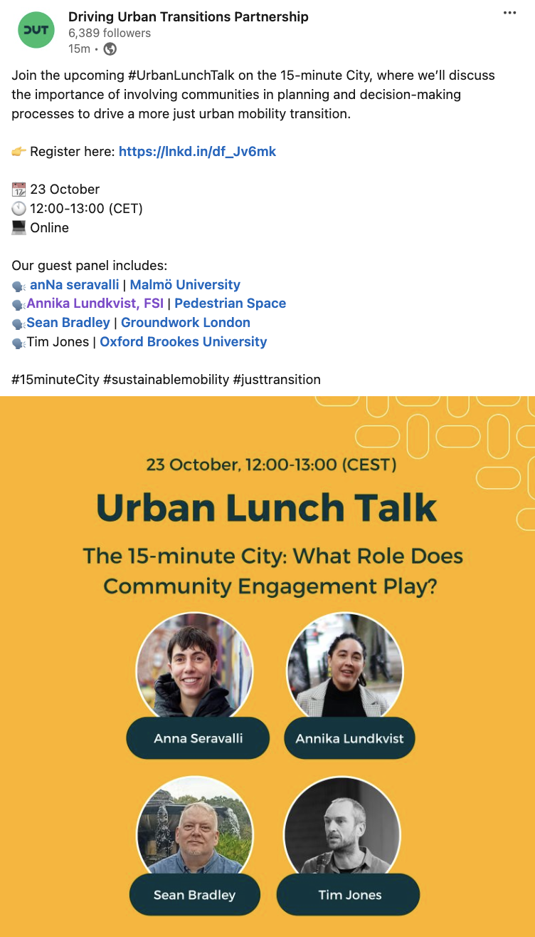 DUT Urban Lunch Talk: 15-Minute City & Community Engagement ...